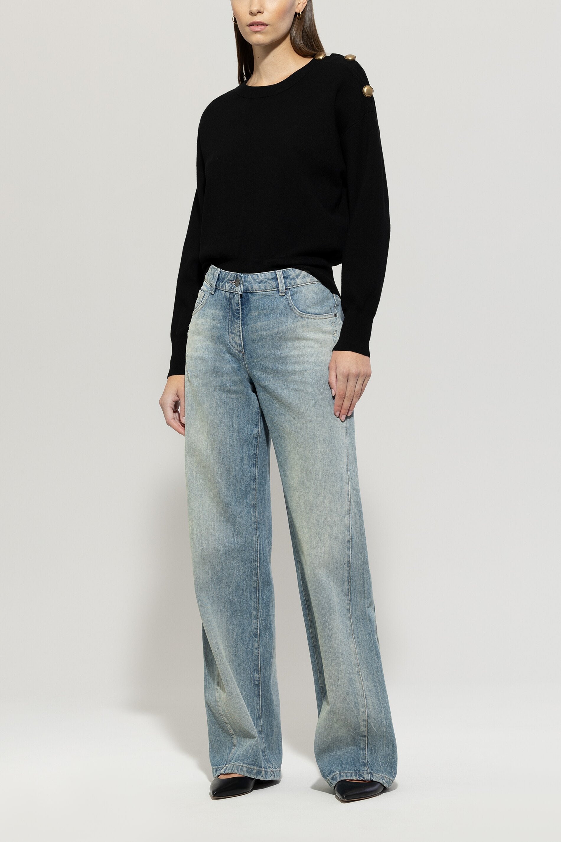 Sweater with button details - deep black - Standard