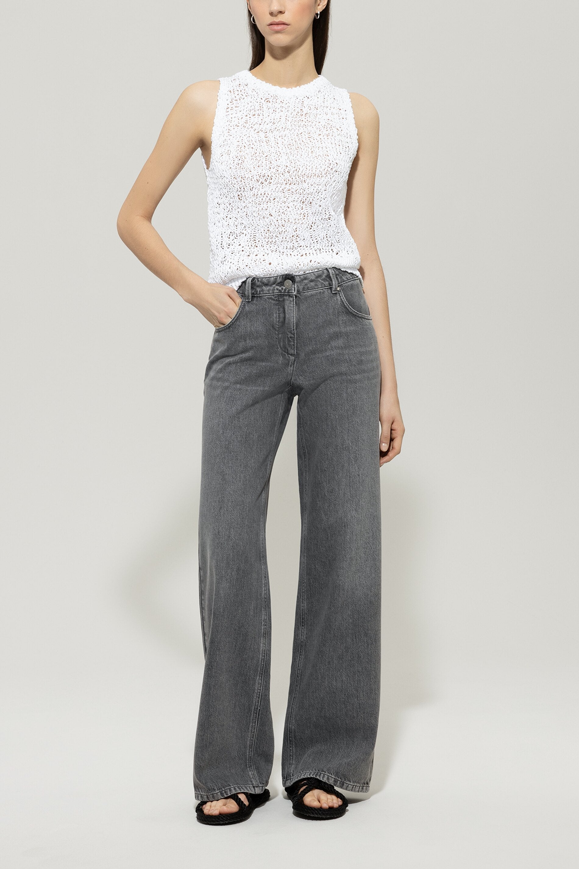 Bouclé knitted top - bleached white - Standard