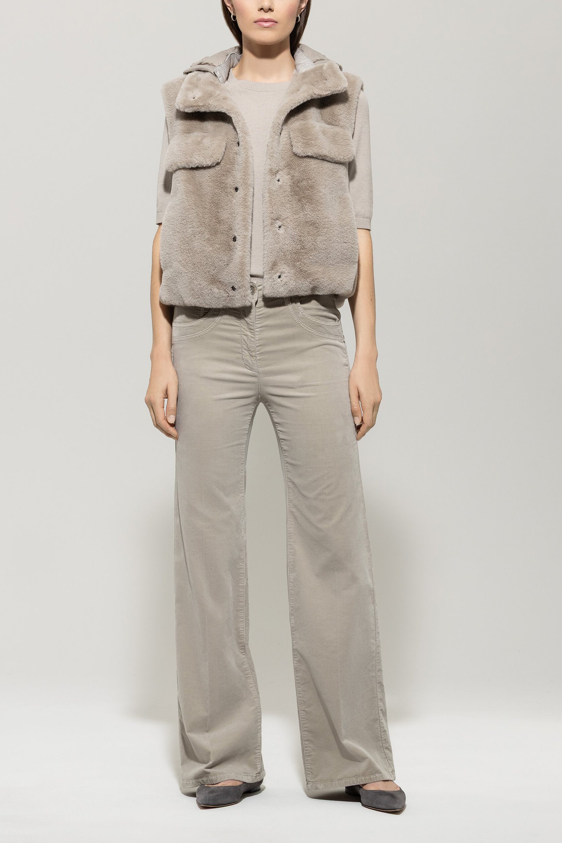 Bootcut-Samt-Pants - oyster - Standard